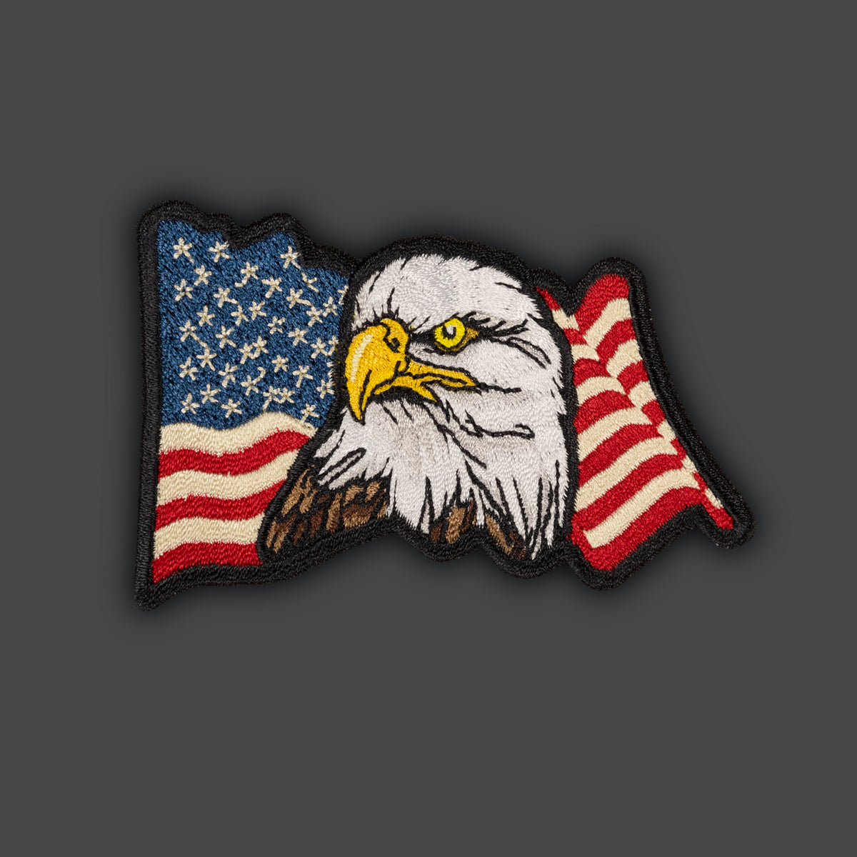 Waving American Flag with Eagle Morale Patch - PS Patch Designs